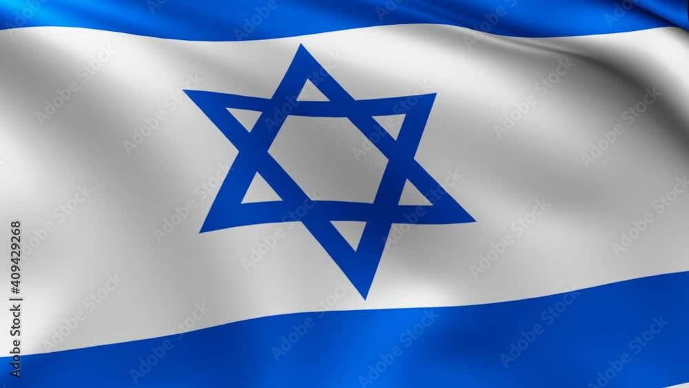 The flag of Israel animation, Israeli 3D waving flag close up, national ...