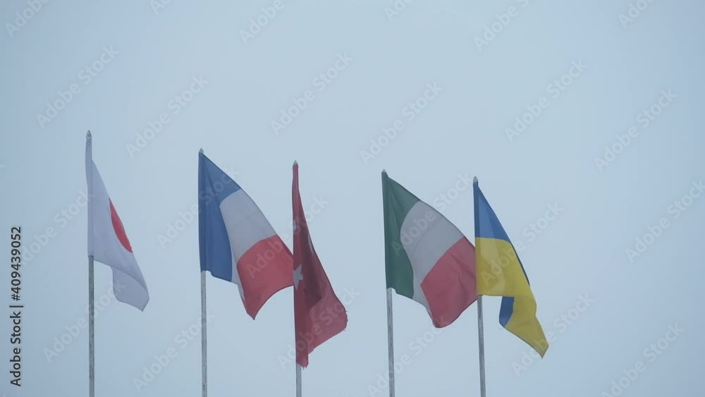 flags of countries. flags of the world. Rows of European flags and ...