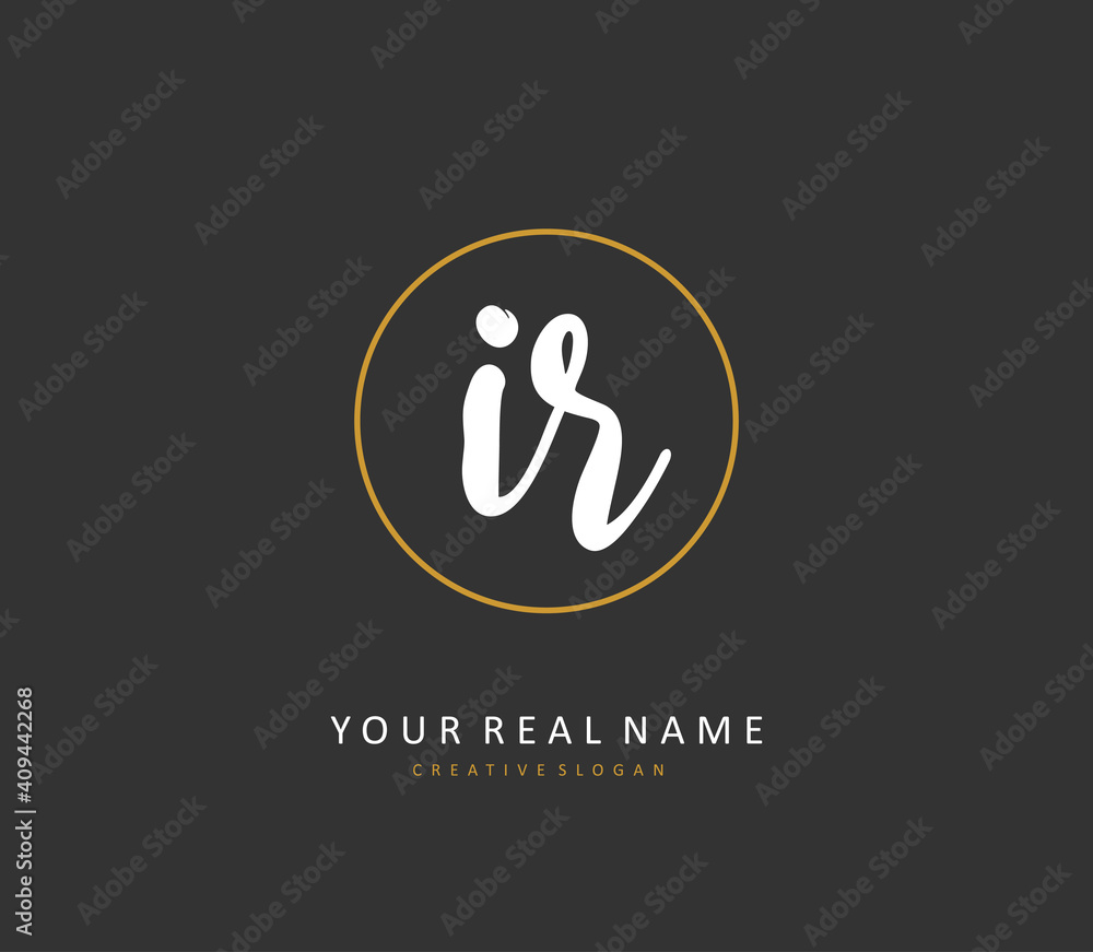 IR Initial letter handwriting and signature logo. A concept handwriting ...