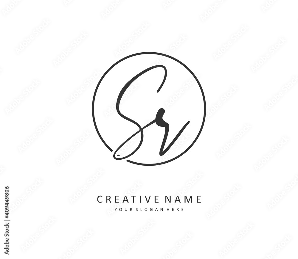 SR Initial letter handwriting and signature logo. A concept handwriting ...