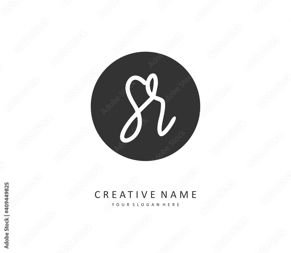 SR Initial letter handwriting and signature logo. A concept handwriting ...