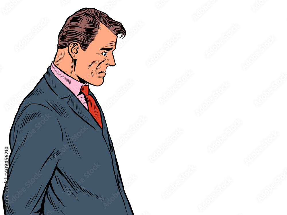 Sad white man. Loneliness sadness depression despondency disappointment ...