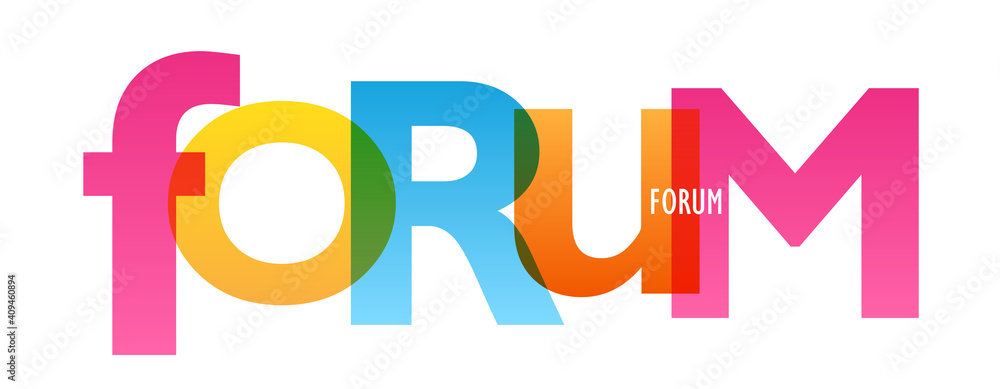 Poster FORUM colorful vector typography banner isolated on white ...