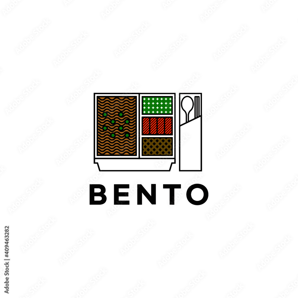 logo for a bento place, identity, logo box spoon and chopsticks ...