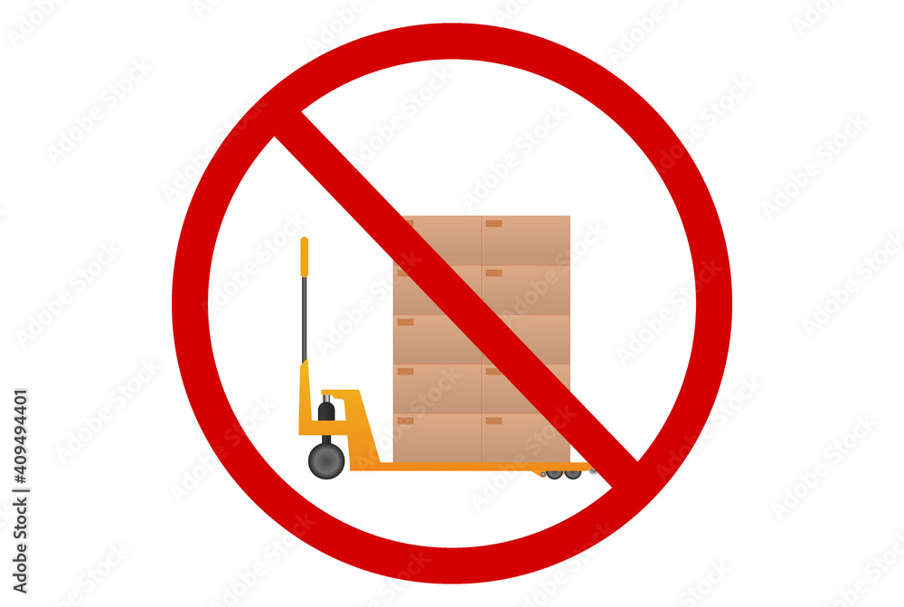 Do not use Hydraulic trolley. Sign prohibition red color.Hydraulic ...