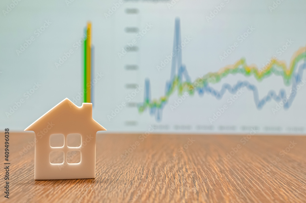 Real estate market, growth chart in 2021 with houses Stock Photo ...