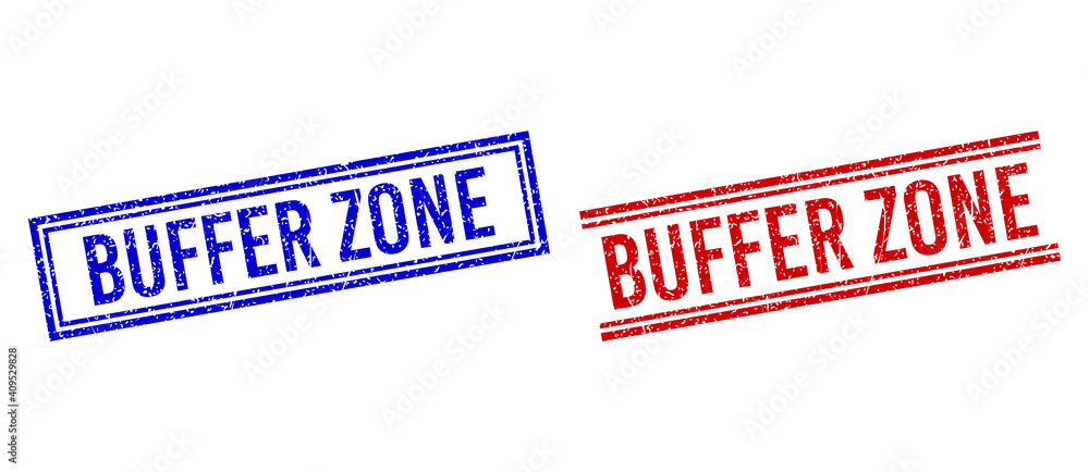 BUFFER ZONE rubber imitations with grunge texture. Vectors designed ...