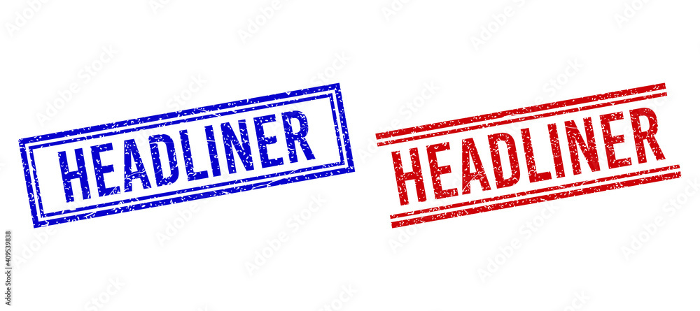 HEADLINER rubber overlays with distress style. Vectors designed with ...