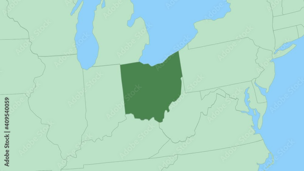 Map of Ohio with pin of country capital. Ohio Map with neighboring ...