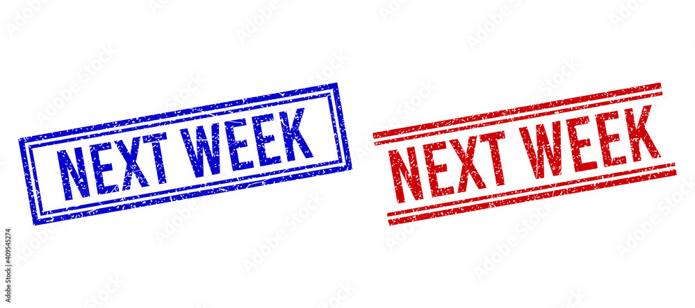 NEXT WEEK stamp imprints with grunge texture. Vectors designed with ...