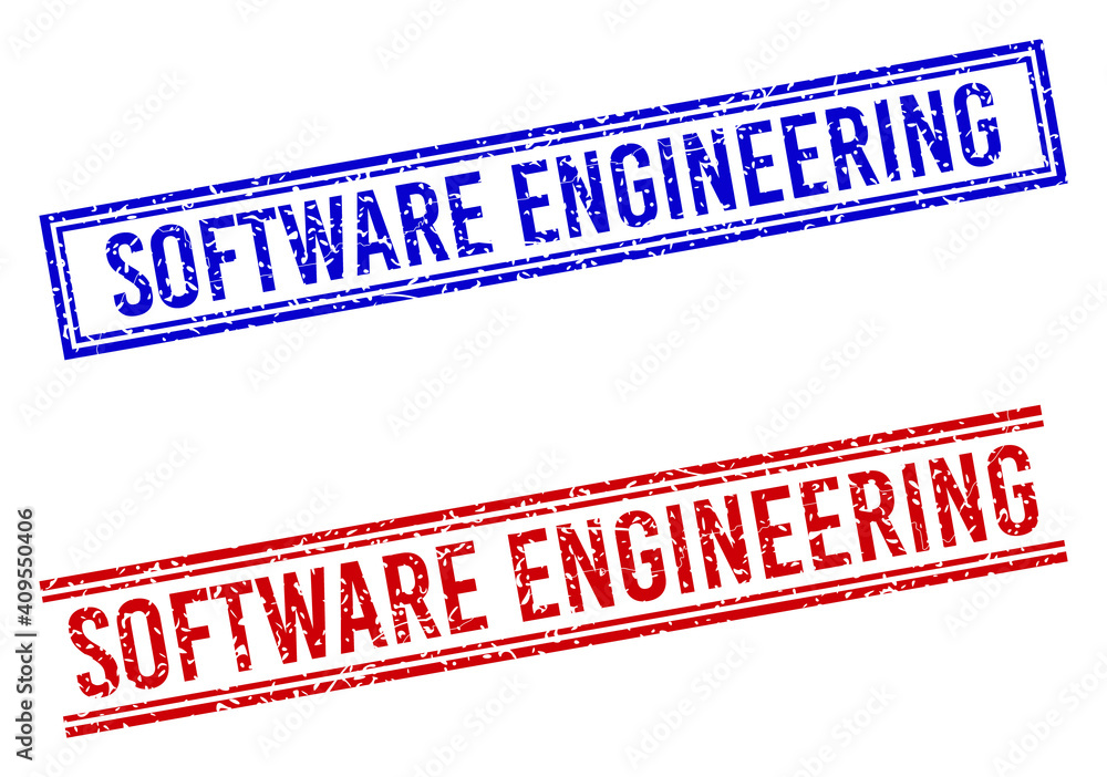 SOFTWARE ENGINEERING rubber overlays with grunge texture. Vectors ...