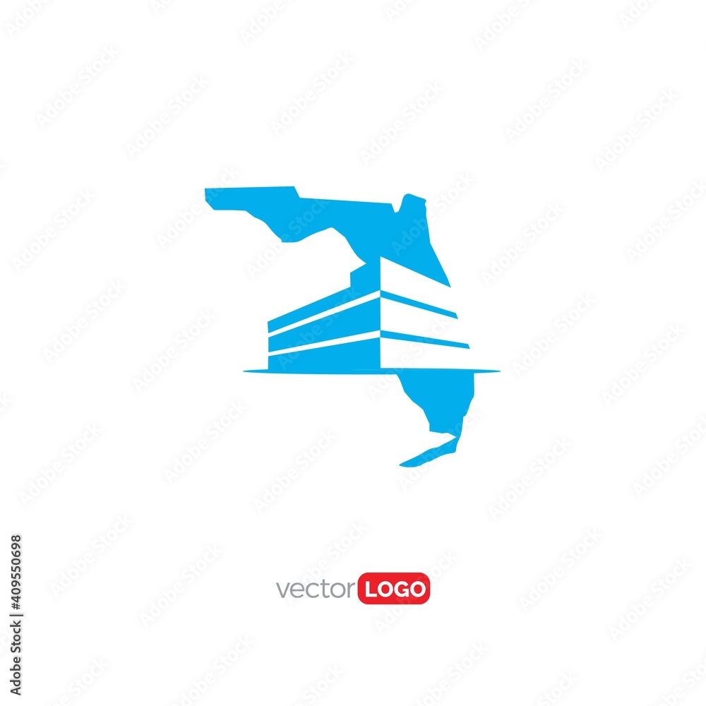 florida map with comercial building business icon/symbol/Logo Design ...