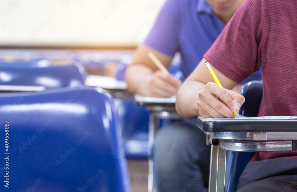 high school,university student study.hands holding pencil writing paper ...