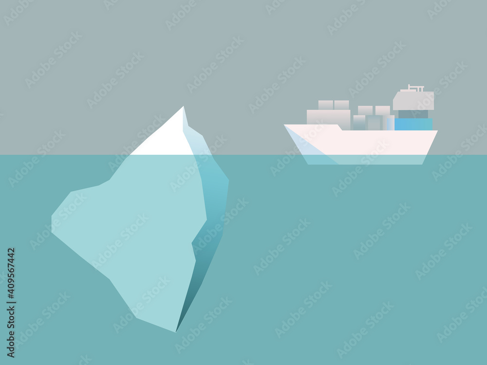 Ilustrace „Approaching danger. The ship sails on an iceberg. shipwreck ...