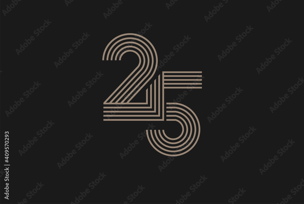 Number 25 Logo, Monogram Number 25 logo multi line style, usable for ...