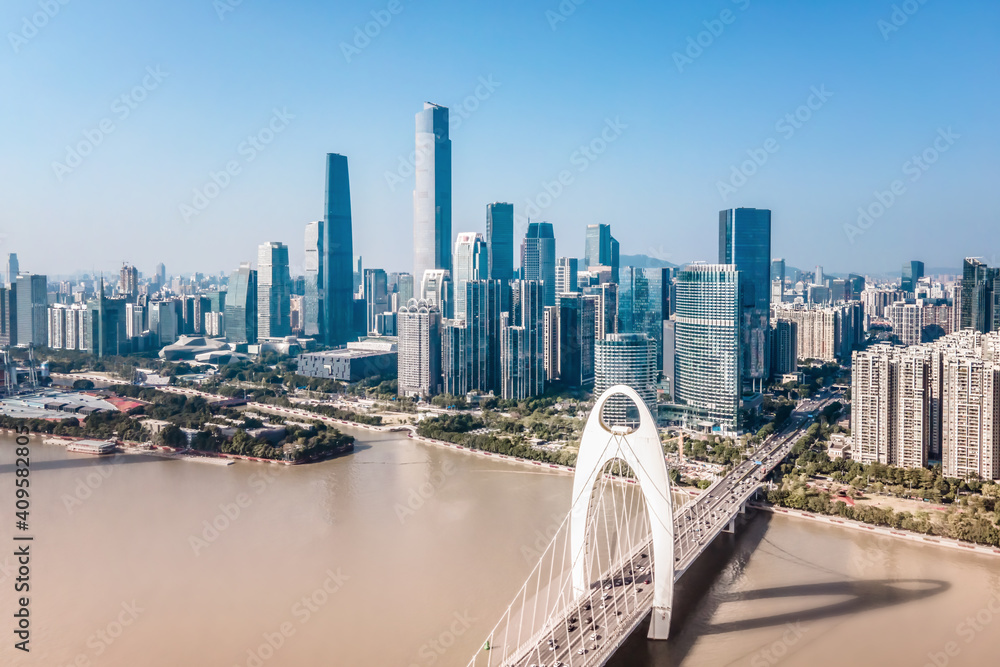 Aerial photography of the architectural landscape on both sides of the ...