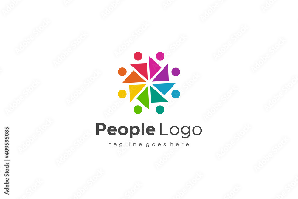 Abstract People Logo. Colorful Geometric Shapes Human Symbol with Fan ...