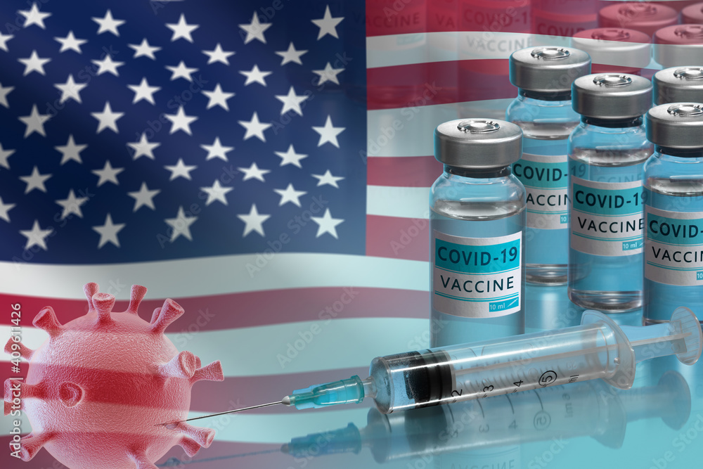 USA to launch COVID-19 vaccination campaign. Coronavirus vaccine vials ...