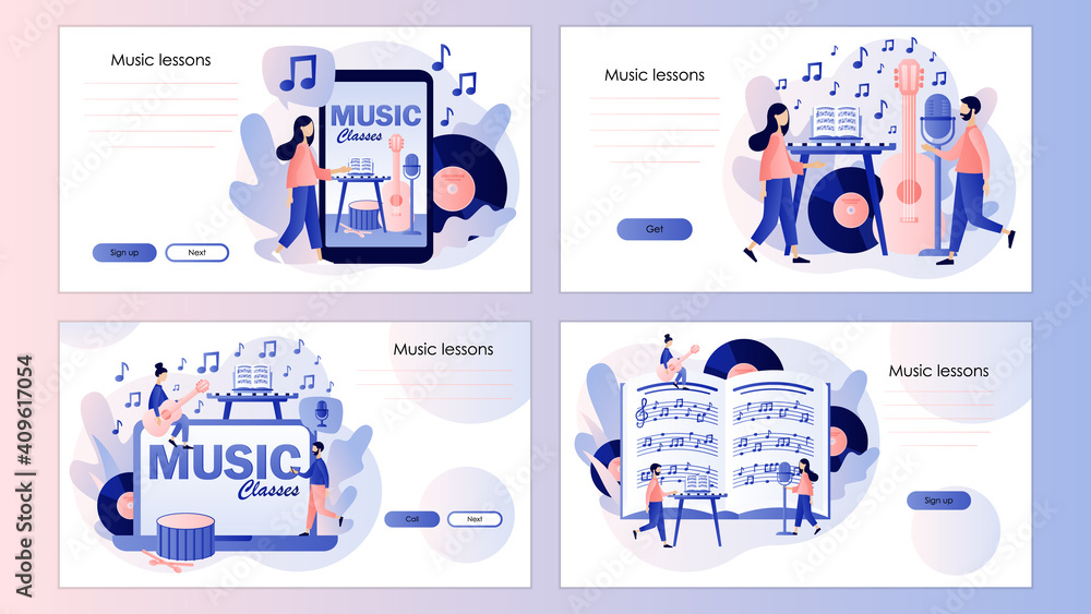 Music and vocal lessons. Online education. Tiny musicians with musical ...