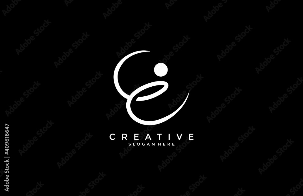 Vetor de Letter E Logo Abstract Stylish Shape Sharp Design do Stock ...