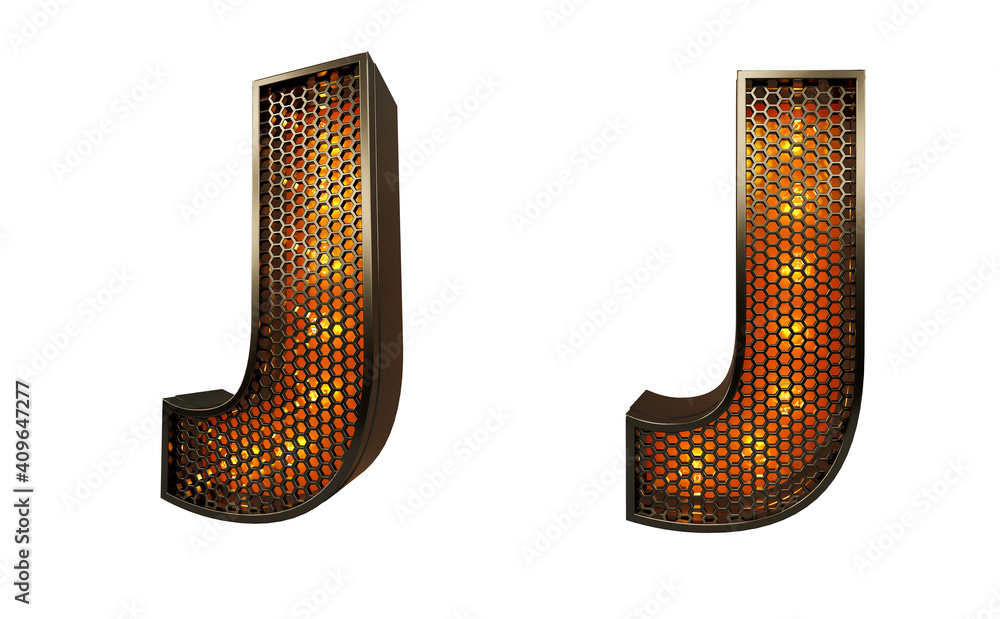 Letter J. Realistic alphabet with lights and grid Stock Illustration ...