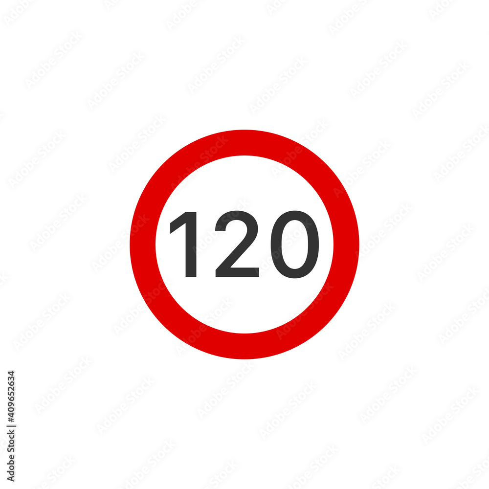 120 speed limit road sign icon. Traffic signs symbol modern, simple ...