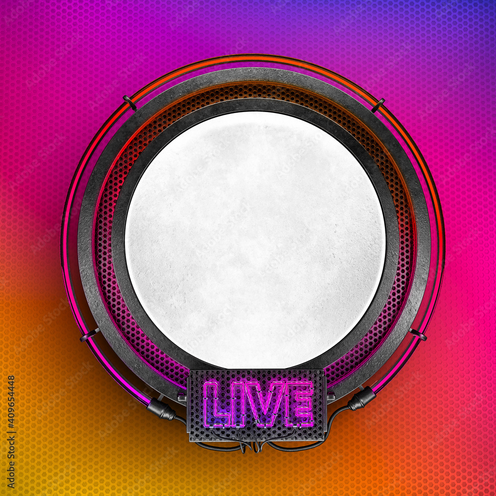 Neon frame for live streaming. 3D illustration Stock Illustration ...