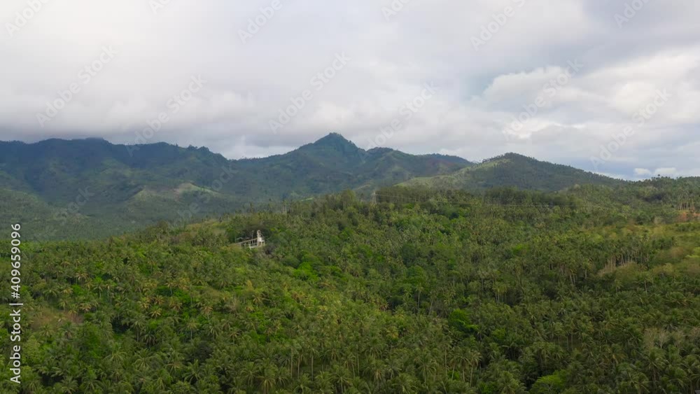 Mountains covered with jungle and rainforest on the island of Mindanao ...