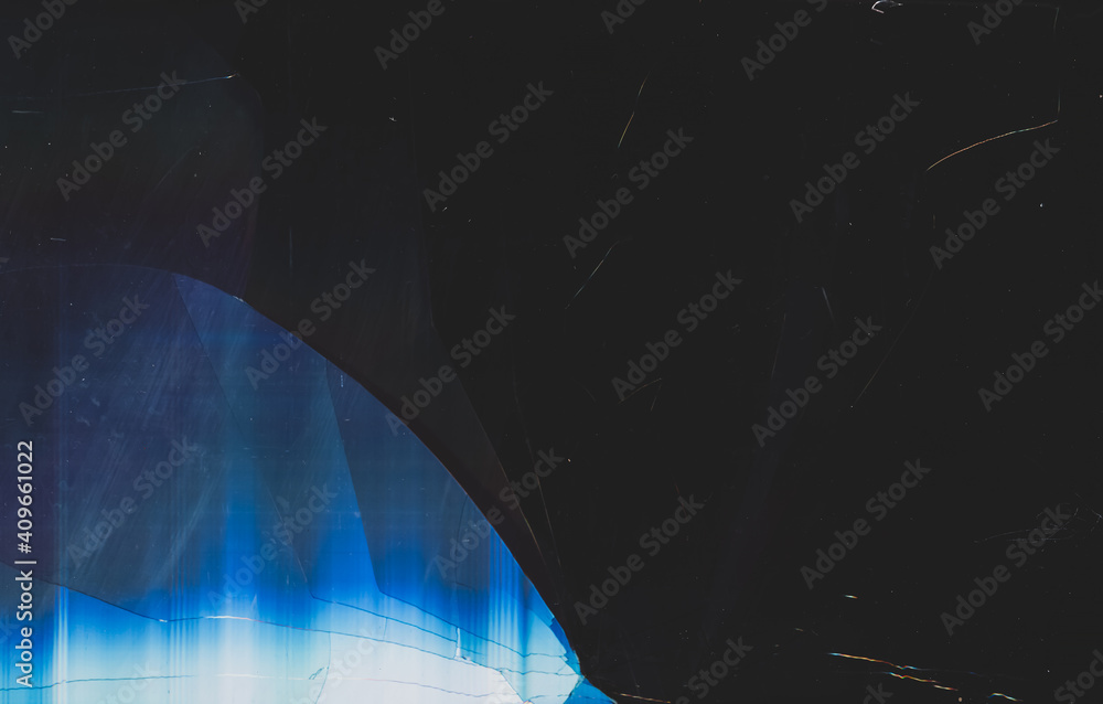 Damaged screen background. Blur distortion. Dark shattered faded laptop ...