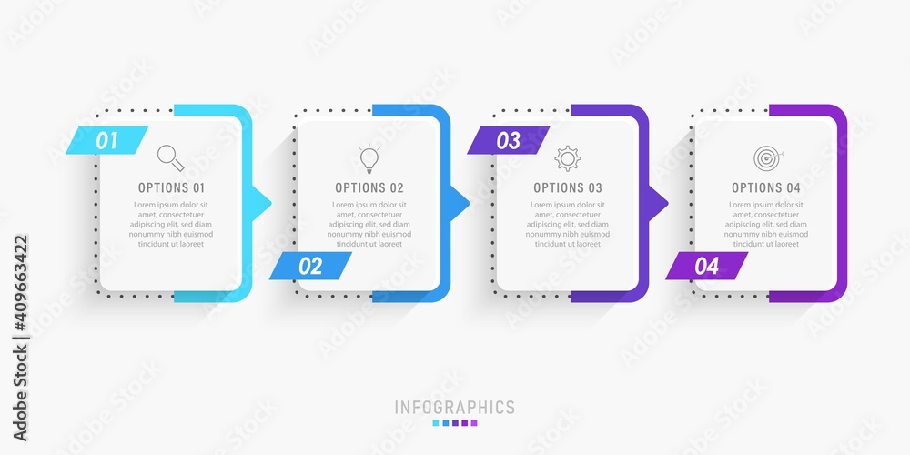 Vector Infographic label design template with icons and 4 options or ...