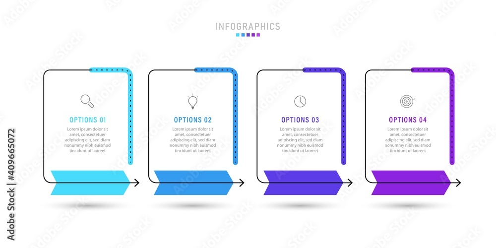 Vector Infographic label design template with icons and 4 options or ...