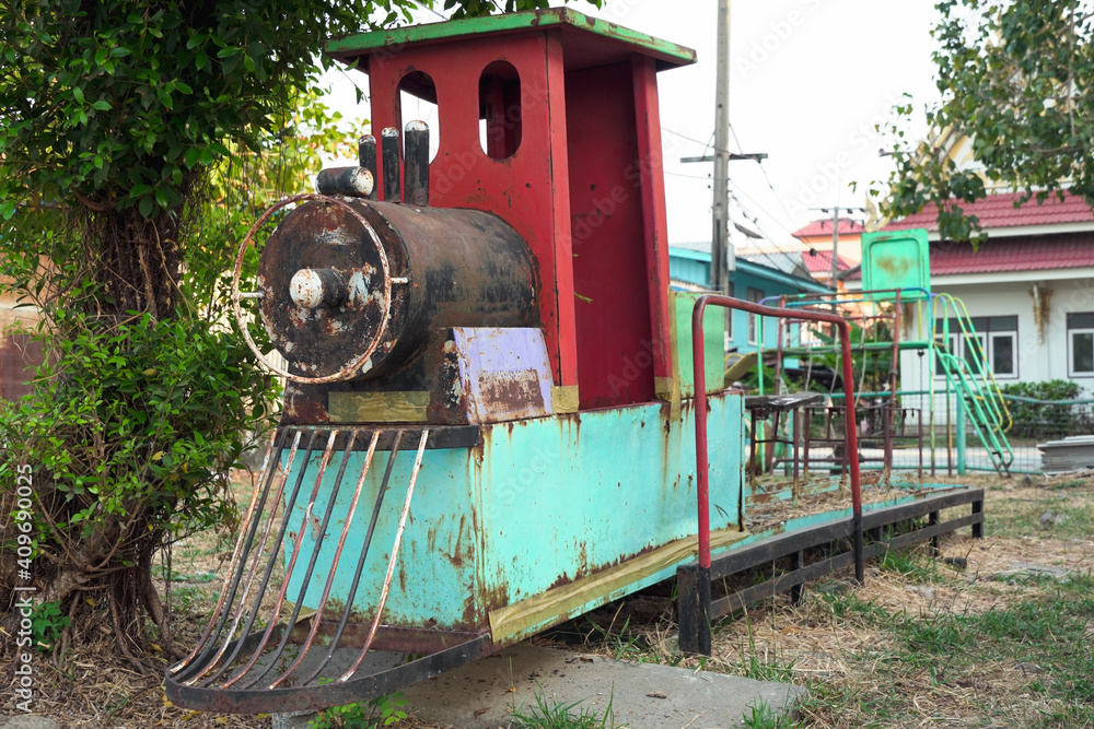Old playground old train rust metal Use it as an illustration for ...