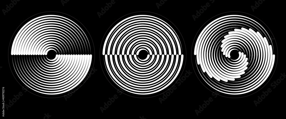 Abstract rotated lines in circle form as background. Design element for ...