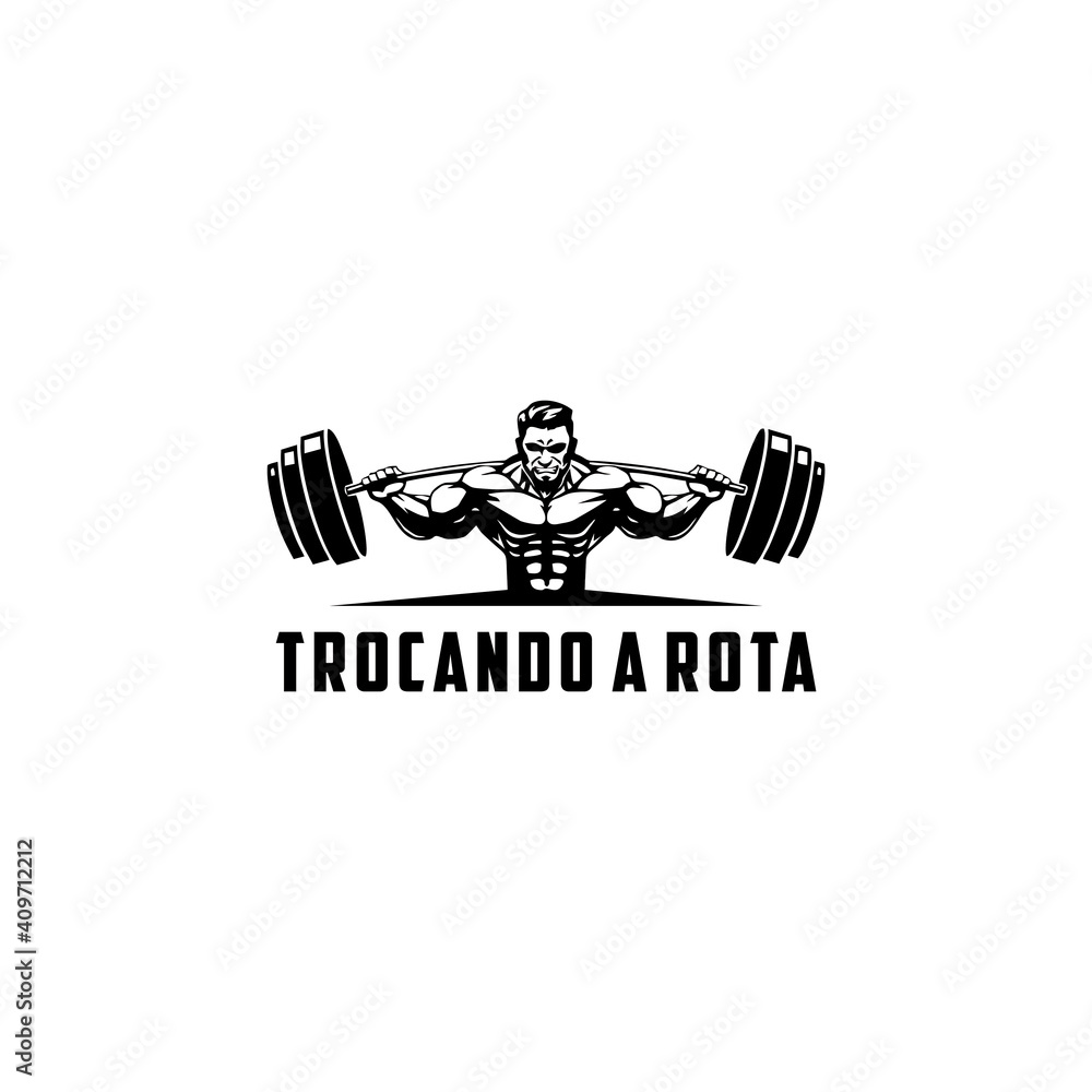 Muscle Man Logo. Gym Fitness Logo Design With People Showing His ...