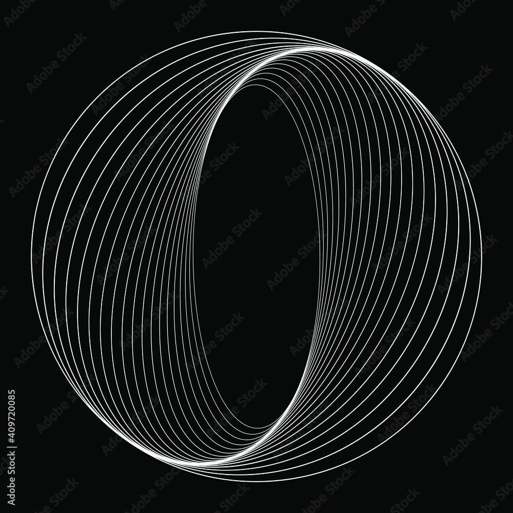 White rotated round shape. Vector illustration. Design element for logo ...