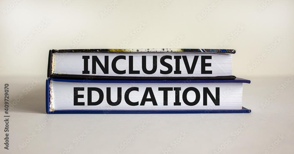 Inclusive education symbol. Books with words 'Inclusive education' on ... Inclusive education symbol. Books with words 'Inclusive education' on ...