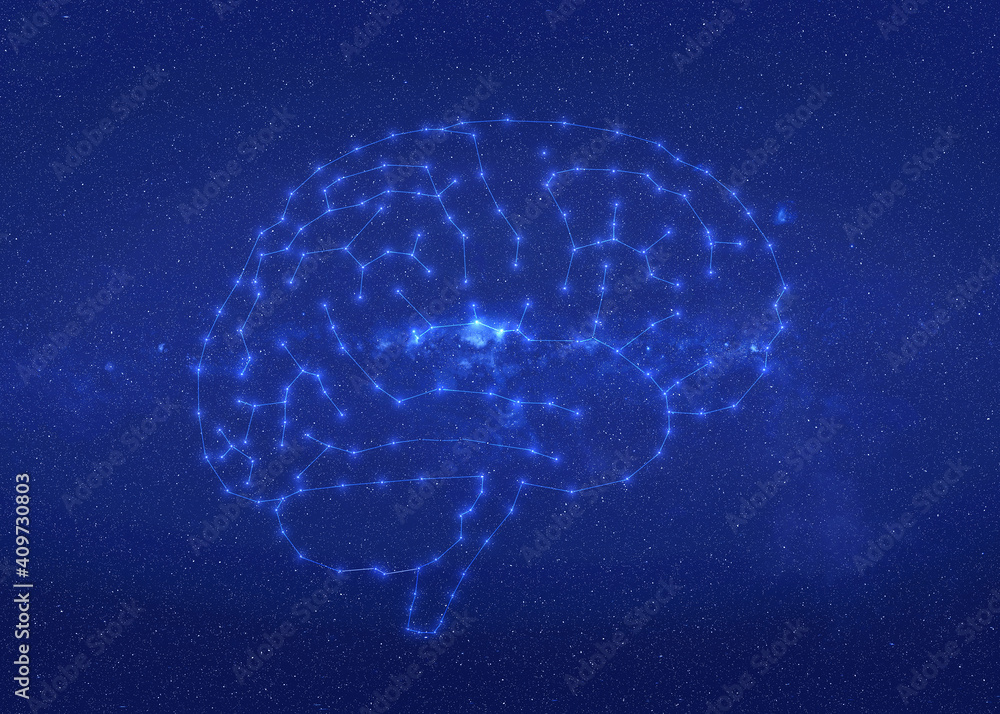 Brain constellation stars with lines in outer space. Elements of this ...
