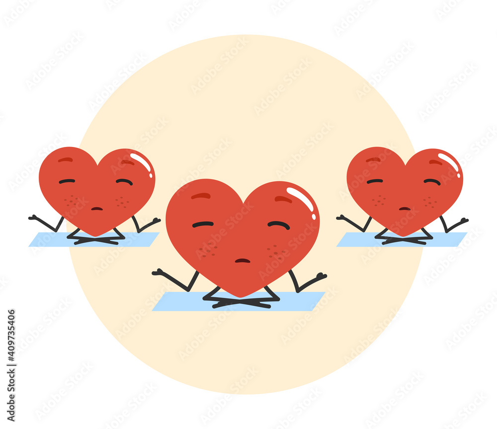 Vector cute cartoon characters doing meditation.Vector illustration ...