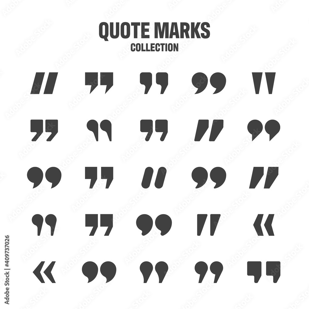 Quotation marks vector collection. Black quotes icon. Speech mark ...