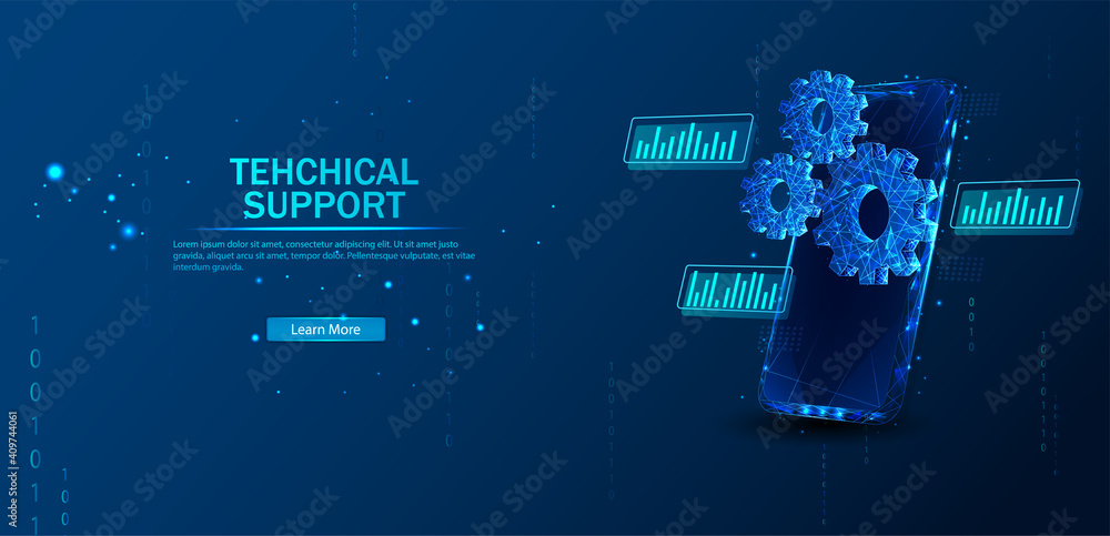 Technical support. The concept of service. A gears consisting of ...