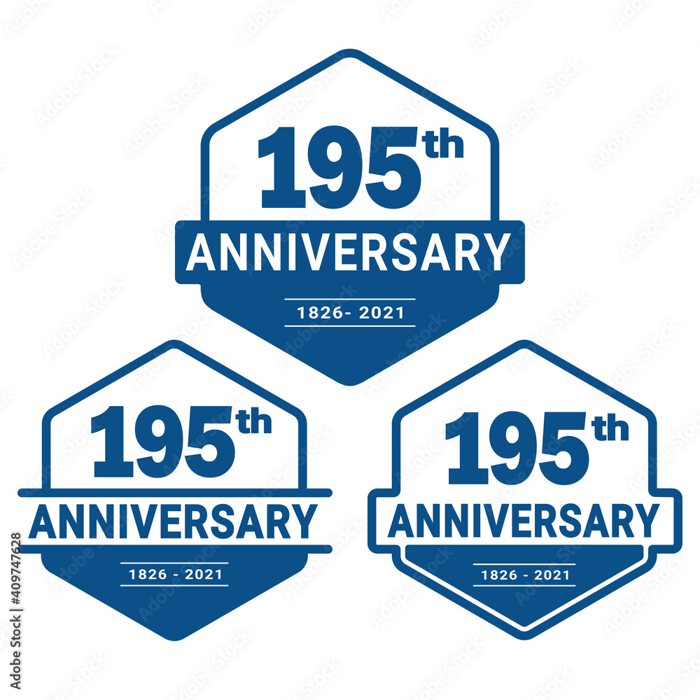 Vetor de 195 years anniversary celebration logotype. 195th anniversary ...