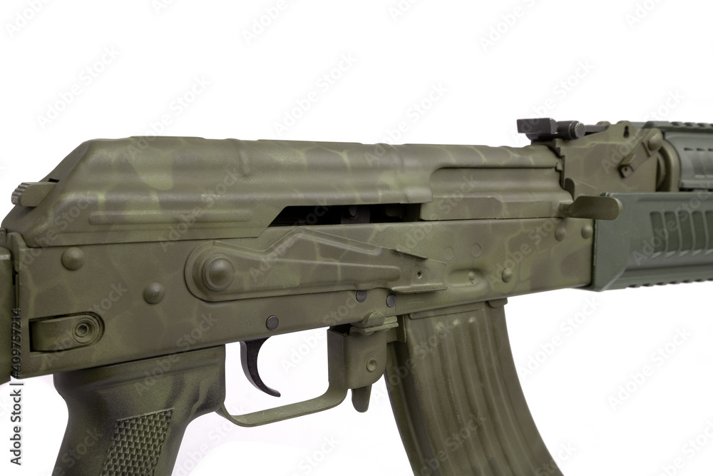 Soviet carbine in modern body kit isolate on a white background. Tuned ...