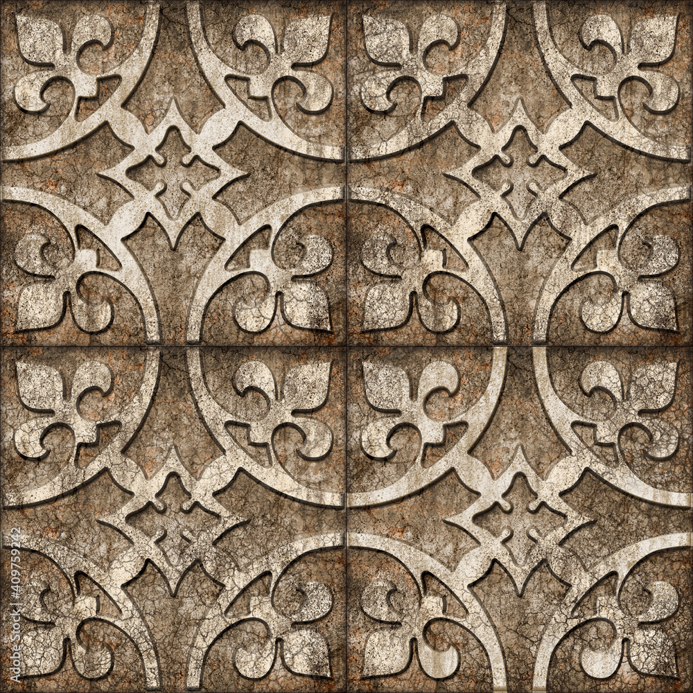 Render of tiles for interior design. Vintage. Stone texture background ...