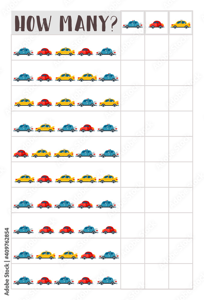 Counting children game of cartoon transport car. Kids learning ...