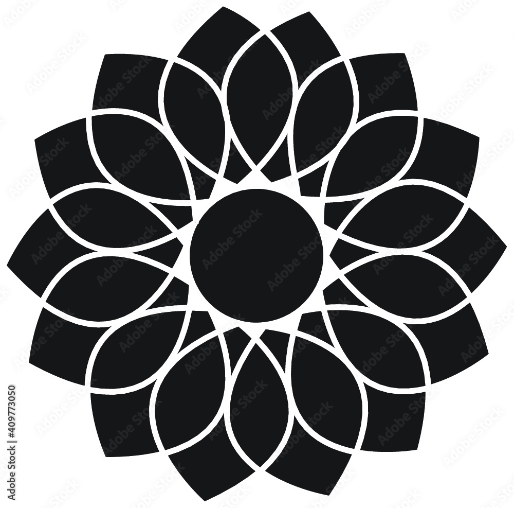pattern of black lotus flower vector top view vector de Stock | Adobe Stock
