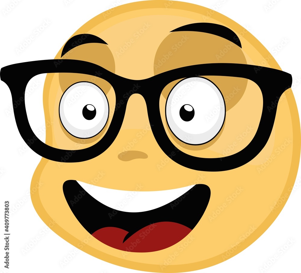 Vector illustration of a nerd emoticon Stock Vector | Adobe Stock