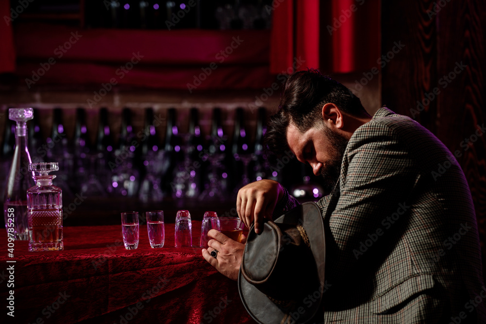 Alcoholism, alcohol addiction and people concept - man alcoholic with ...