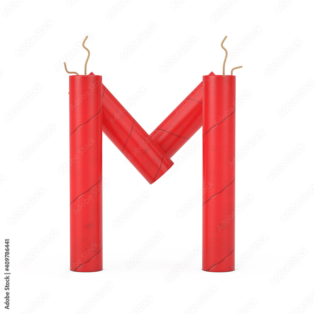 Letter M as Dynamite Sticks Alphabet Collection. 3d Rendering Stock ...