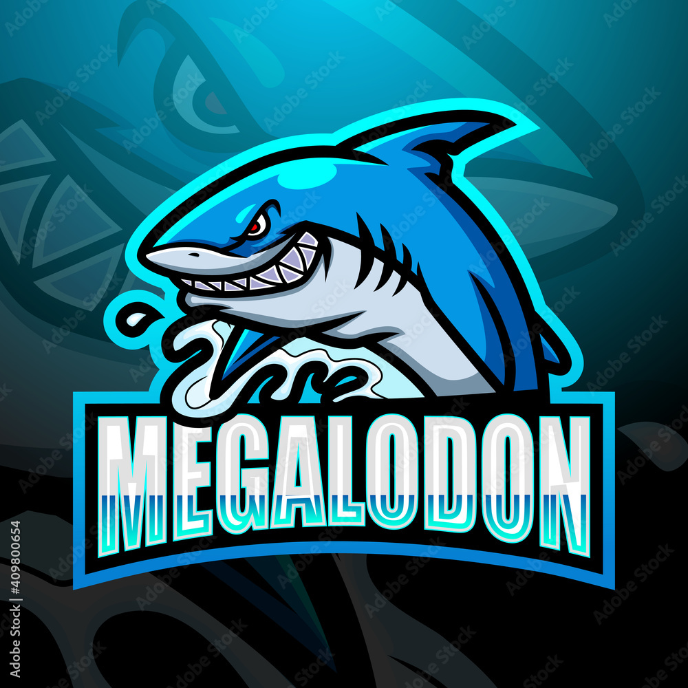 Megalodon mascot esport logo design Stock Vector | Adobe Stock