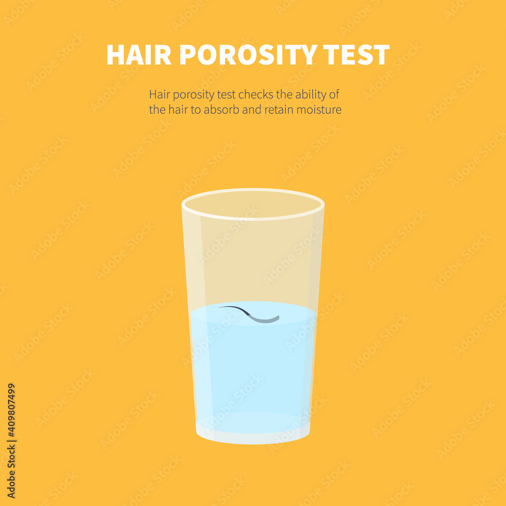 Natural hair porosity float test infographics. Strand with low cuticle ...
